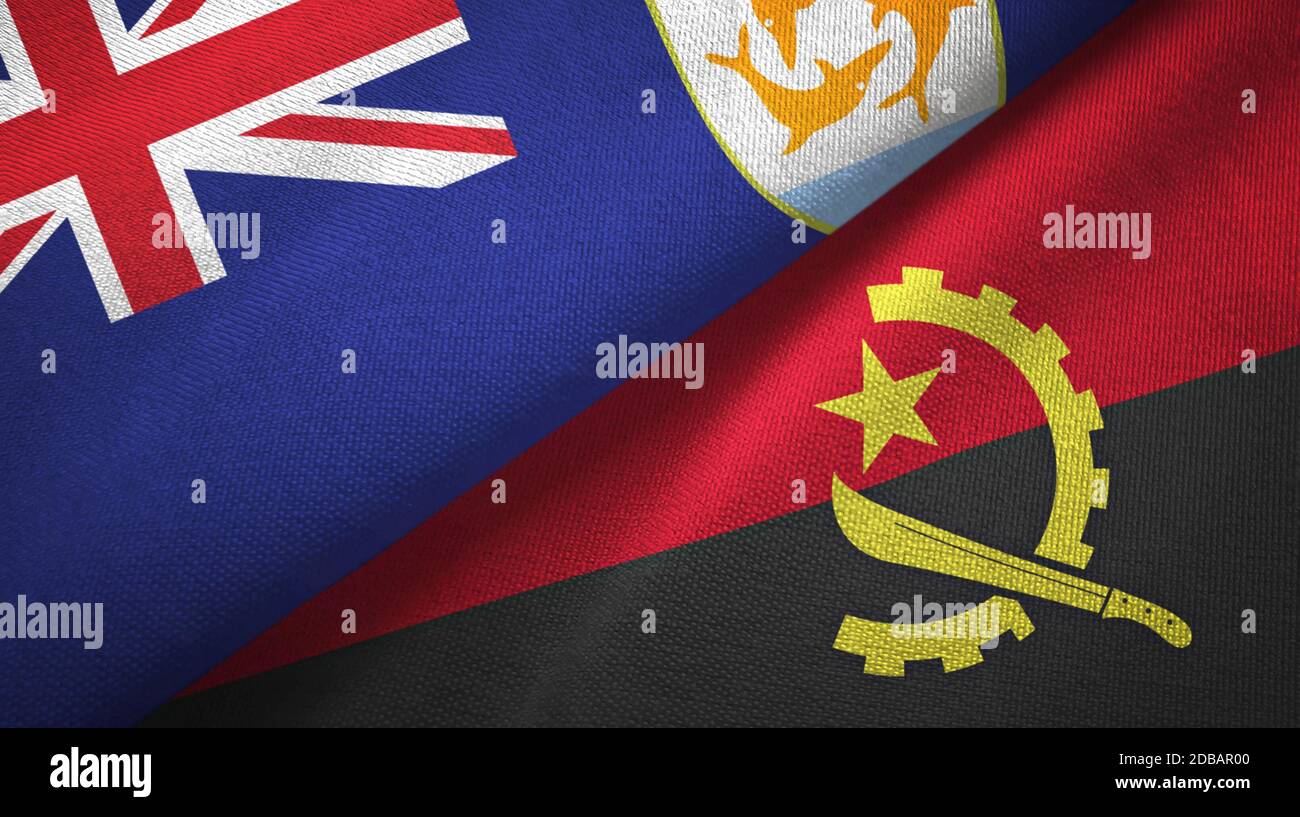 Anguilla and Angola two flags textile cloth, fabric texture Stock Photo ...