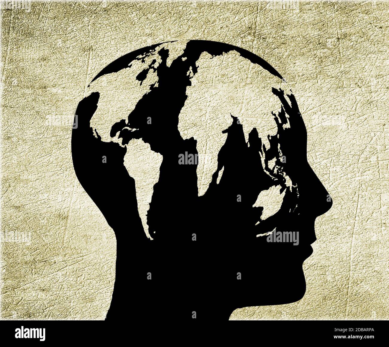 man with world head digital illustration Stock Photo - Alamy