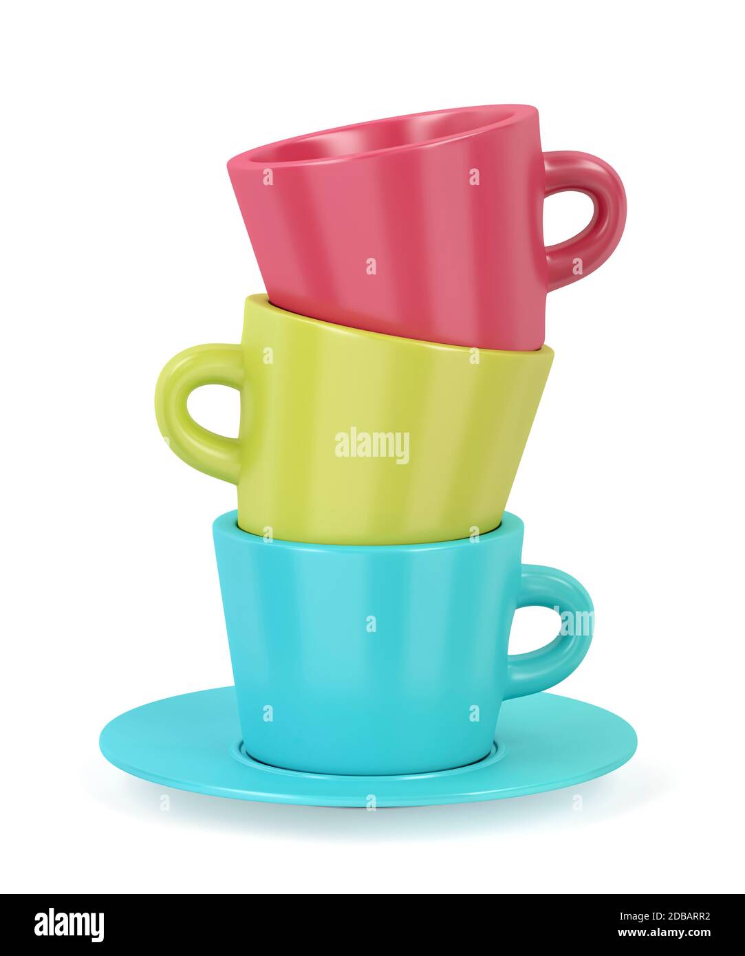 Colorful coffee cups on white background Stock Photo - Alamy