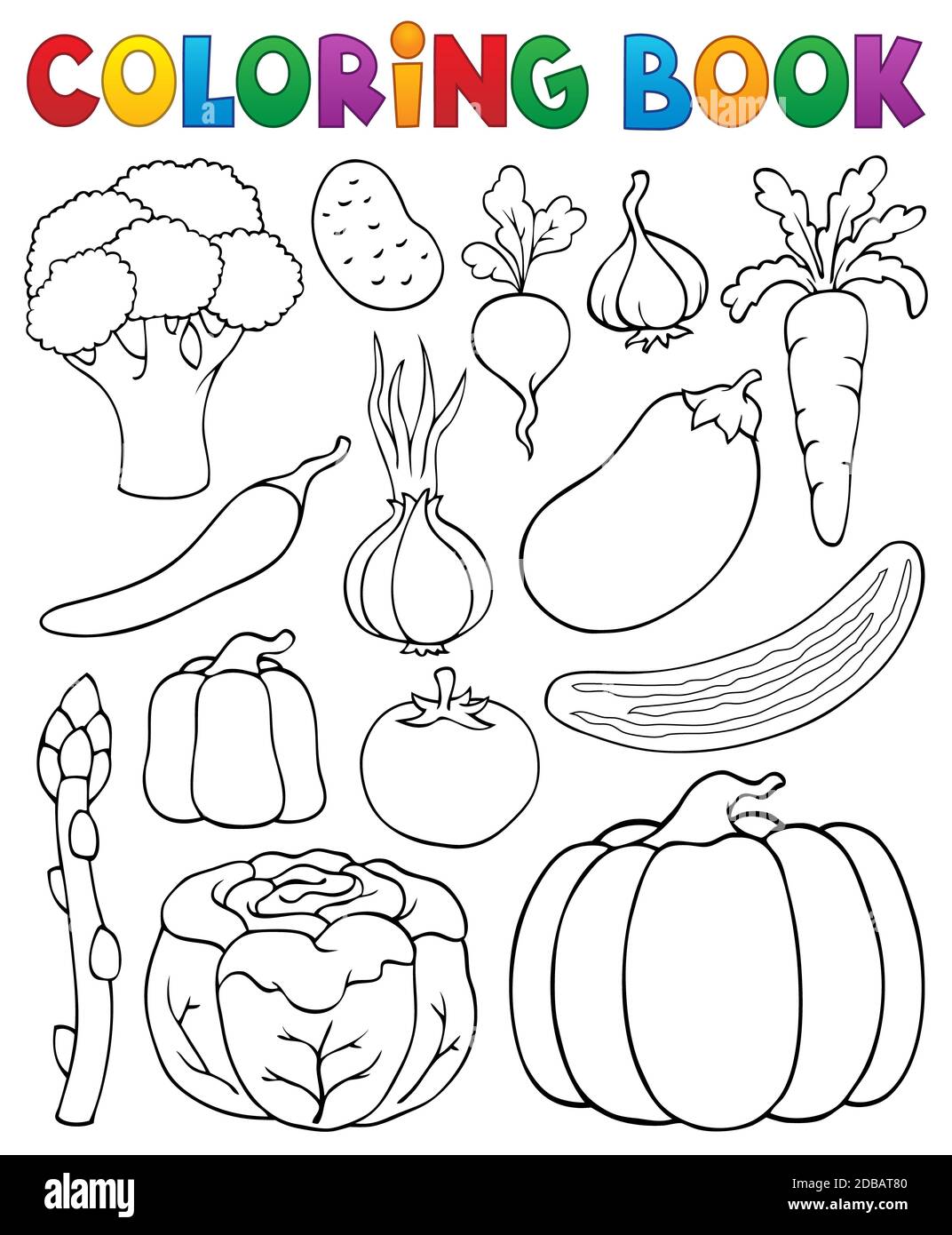 Coloring book vegetable collection 1 - picture illustration Stock Photo ...