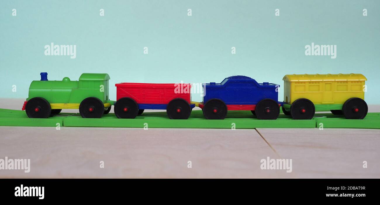 plastic scale model toy train and railway, selective focus Stock Photo ...