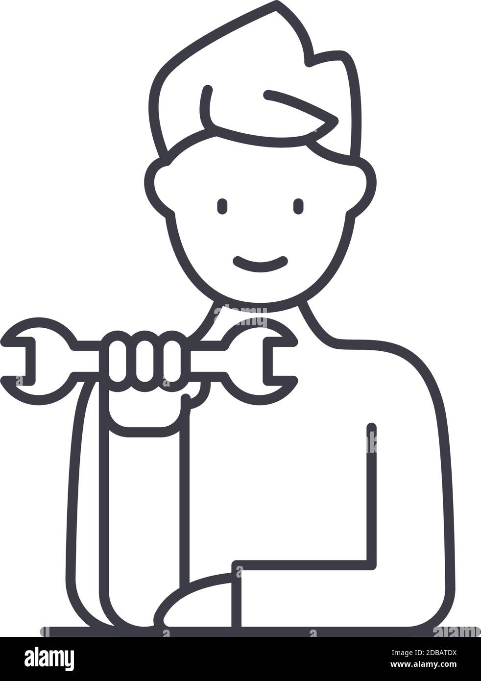 Technician master icon, linear isolated illustration, thin line vector ...