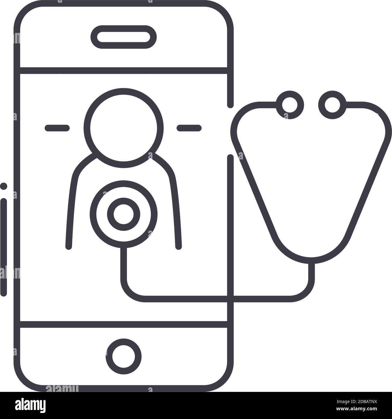 Telehealth icon, linear isolated illustration, thin line vector, web ...
