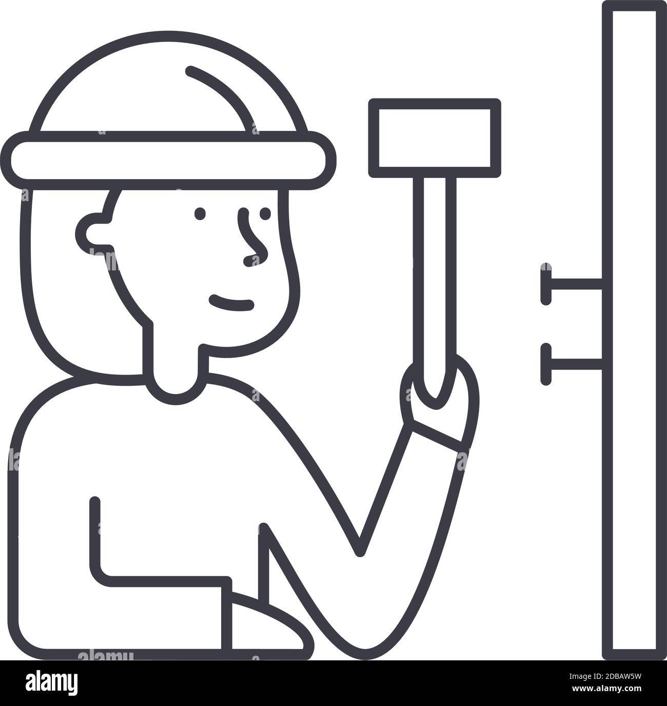 Technician icon, linear isolated illustration, thin line vector, web ...