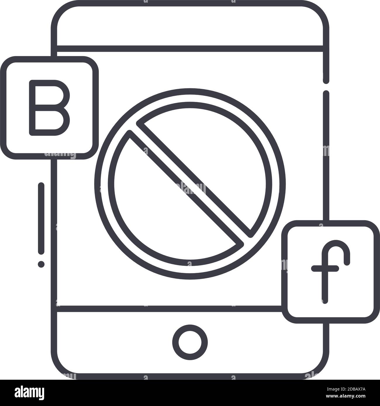 Social media restrictions icon, linear isolated illustration, thin line ...