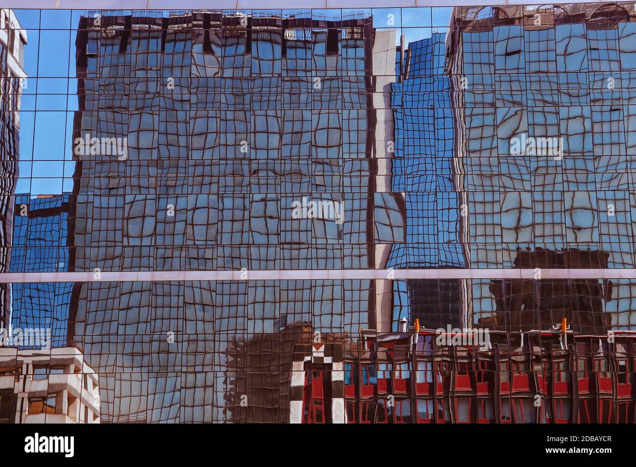 Facade and windows of modern glass architecture buildings with ...