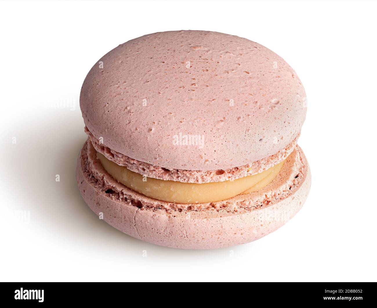 One beige macaroon angled view isolated on a white background Stock ...