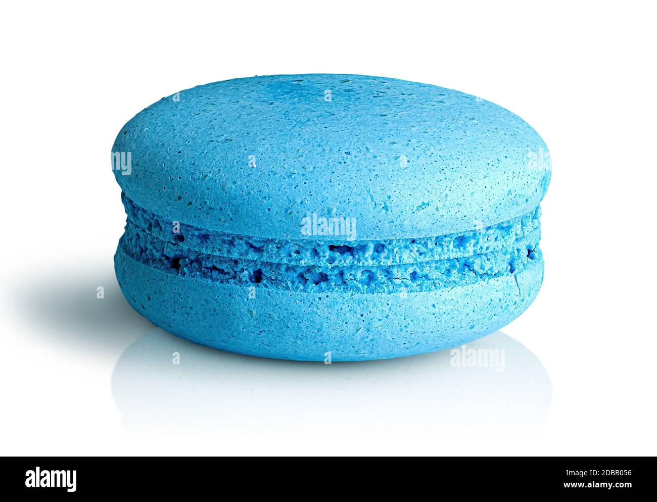One blue macaroon front view on white background Stock Photo - Alamy