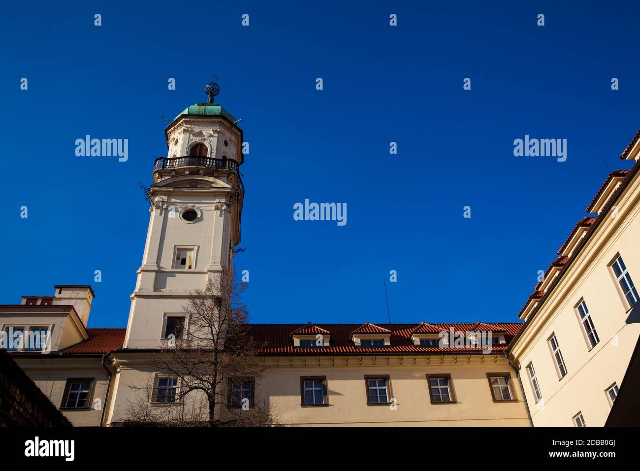 Clemetinum astronomical tower at the Old Town in Prague Stock Photo - Alamy