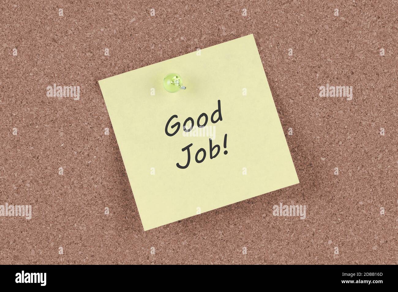 A Good Job post note on cork notice board Stock Photo - Alamy