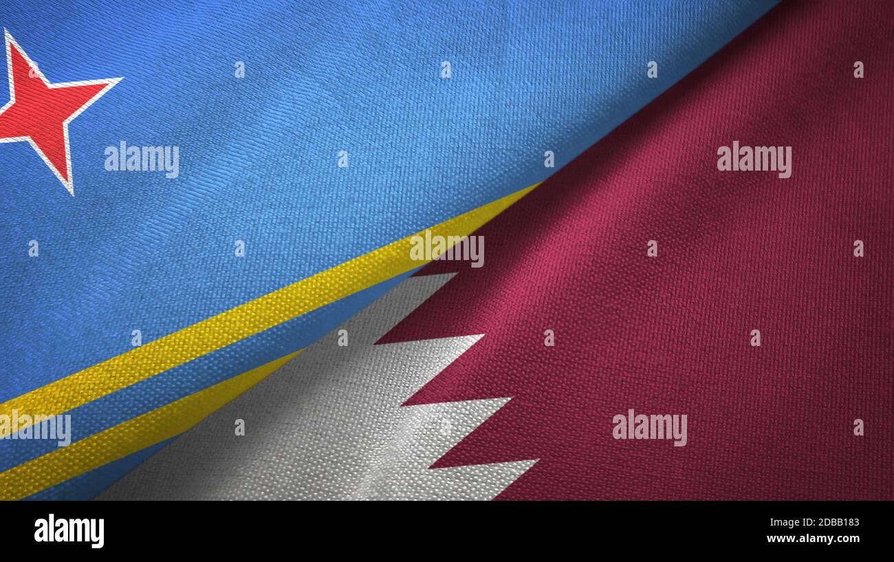Aruba and Qatar two flags textile cloth, fabric texture Stock Photo - Alamy