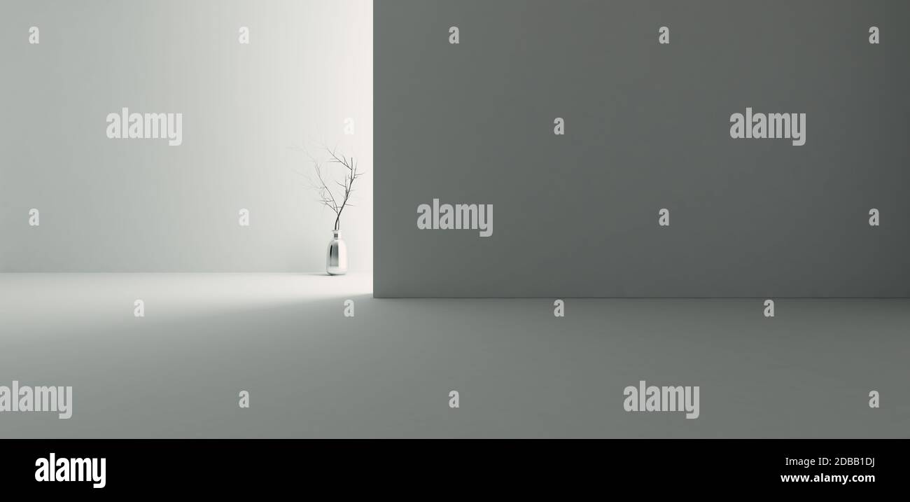 backlight empty room consisting walls with floor surface and chrome ...