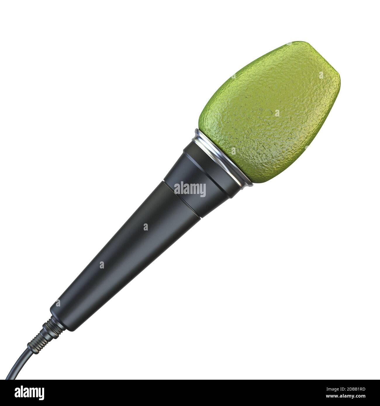Green microphone 3D render illustration isolated on white background ...