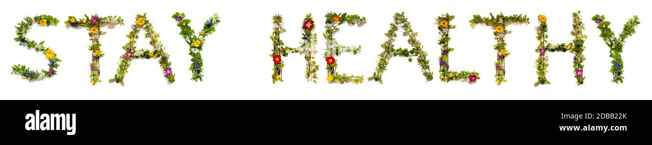 Flower, Branches And Blossom Letter Building English Word Stay Healthy ...