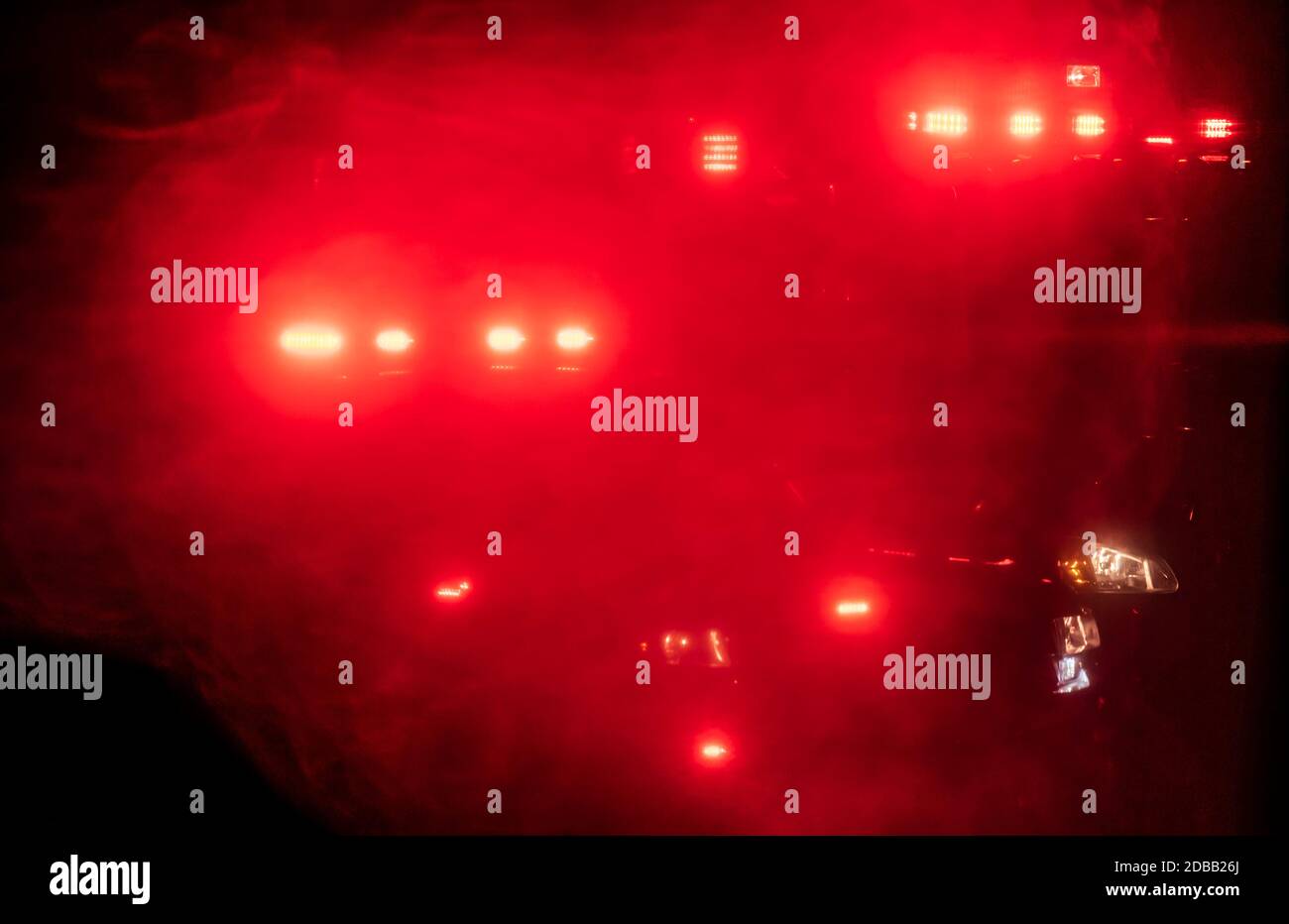 Emergency lights on street at night Stock Photo - Alamy