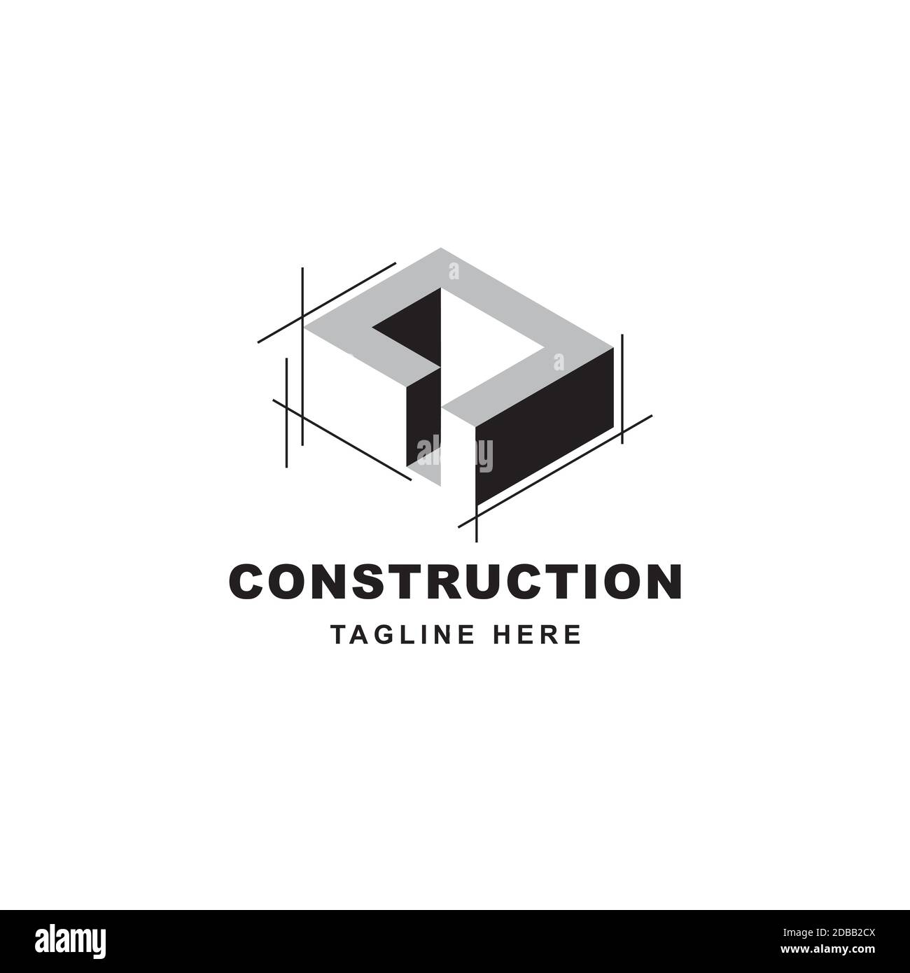 Construction logo design with letter D shape icon. Initial letter D on ...