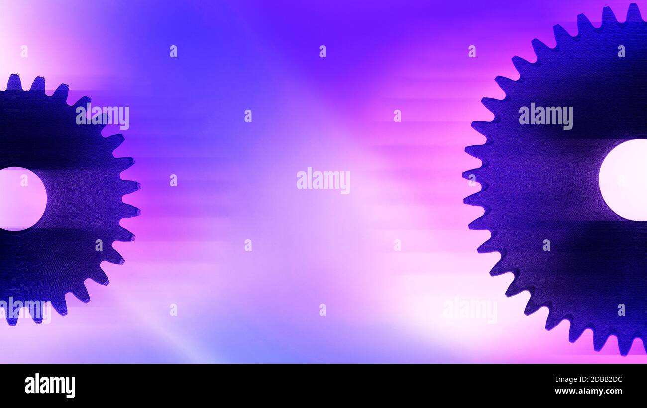 Cog wheels on purple background Stock Photo - Alamy