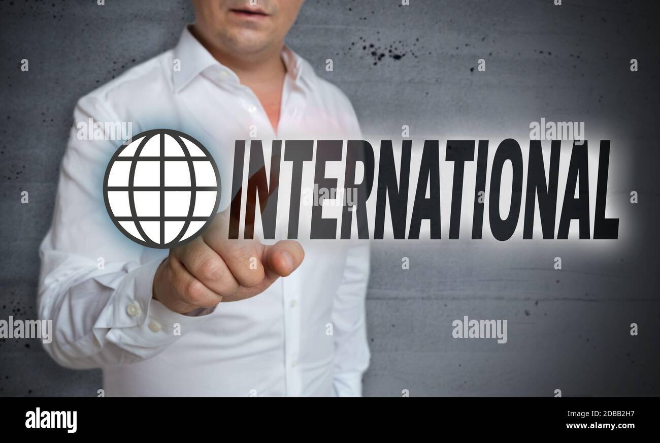 International touchscreen is operated by a man Stock Photo - Alamy