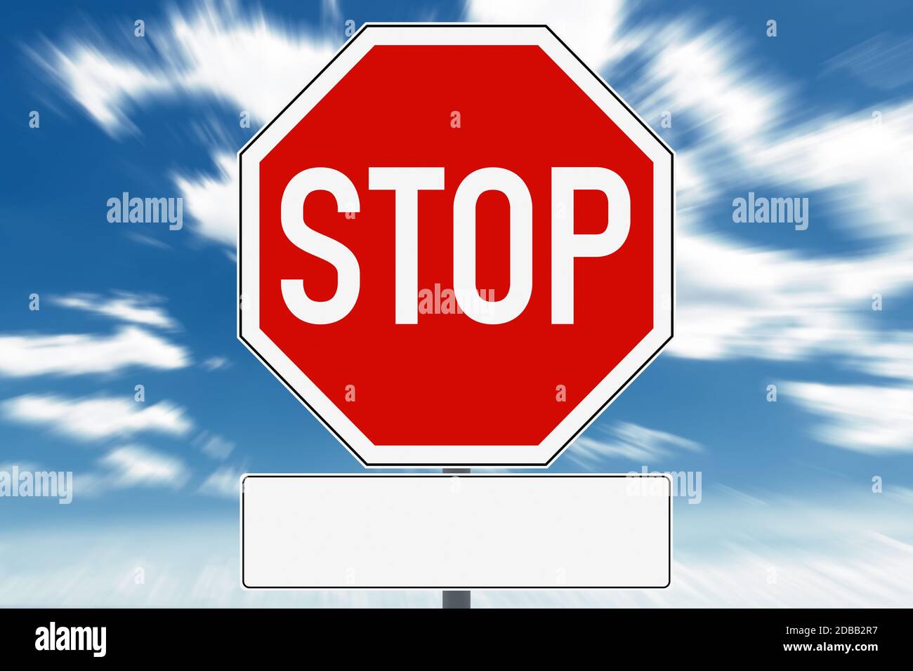 Stop sign with free text field for copy space. In the background is a ...