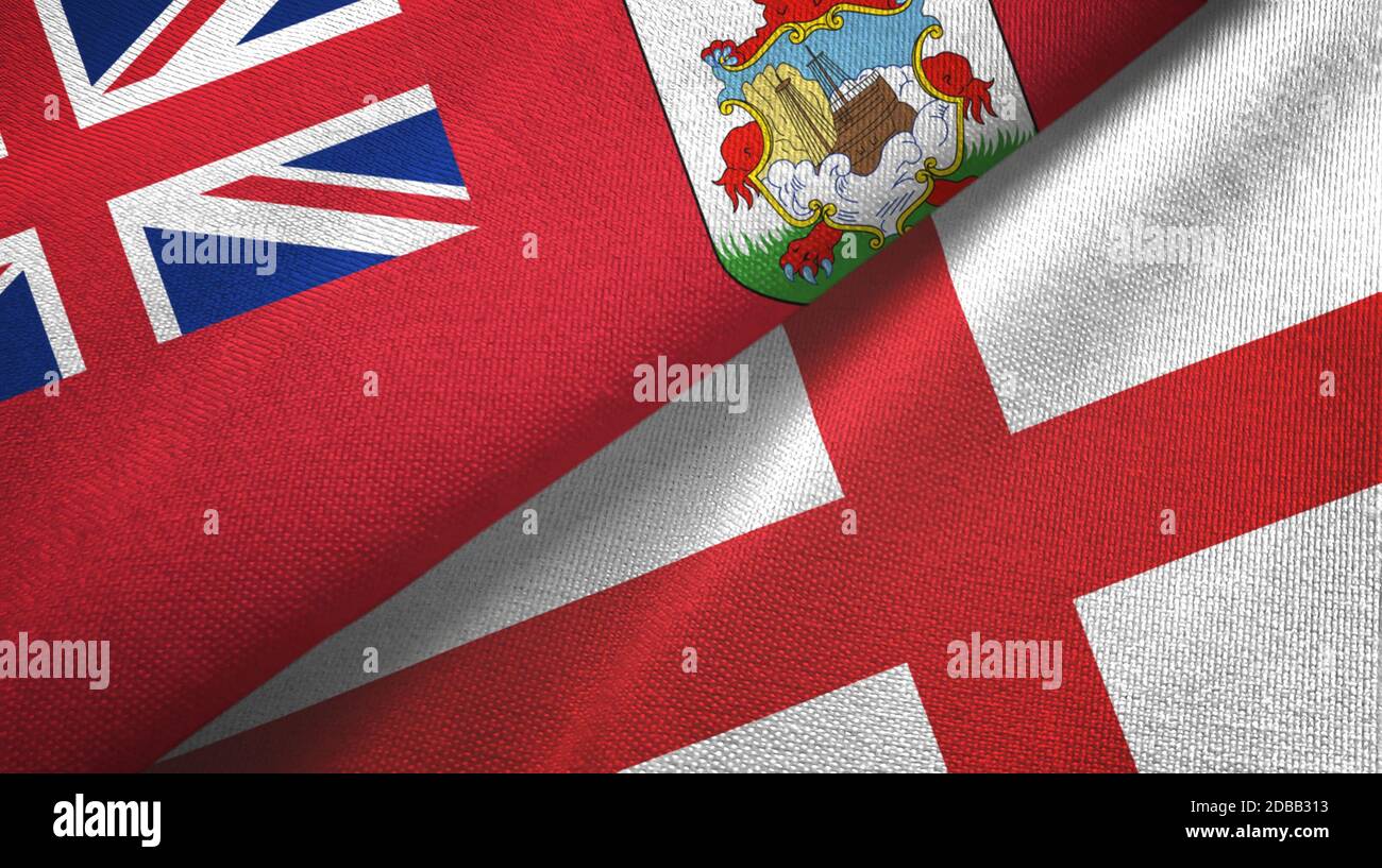 Bermuda and England two flags textile cloth, fabric texture Stock Photo ...