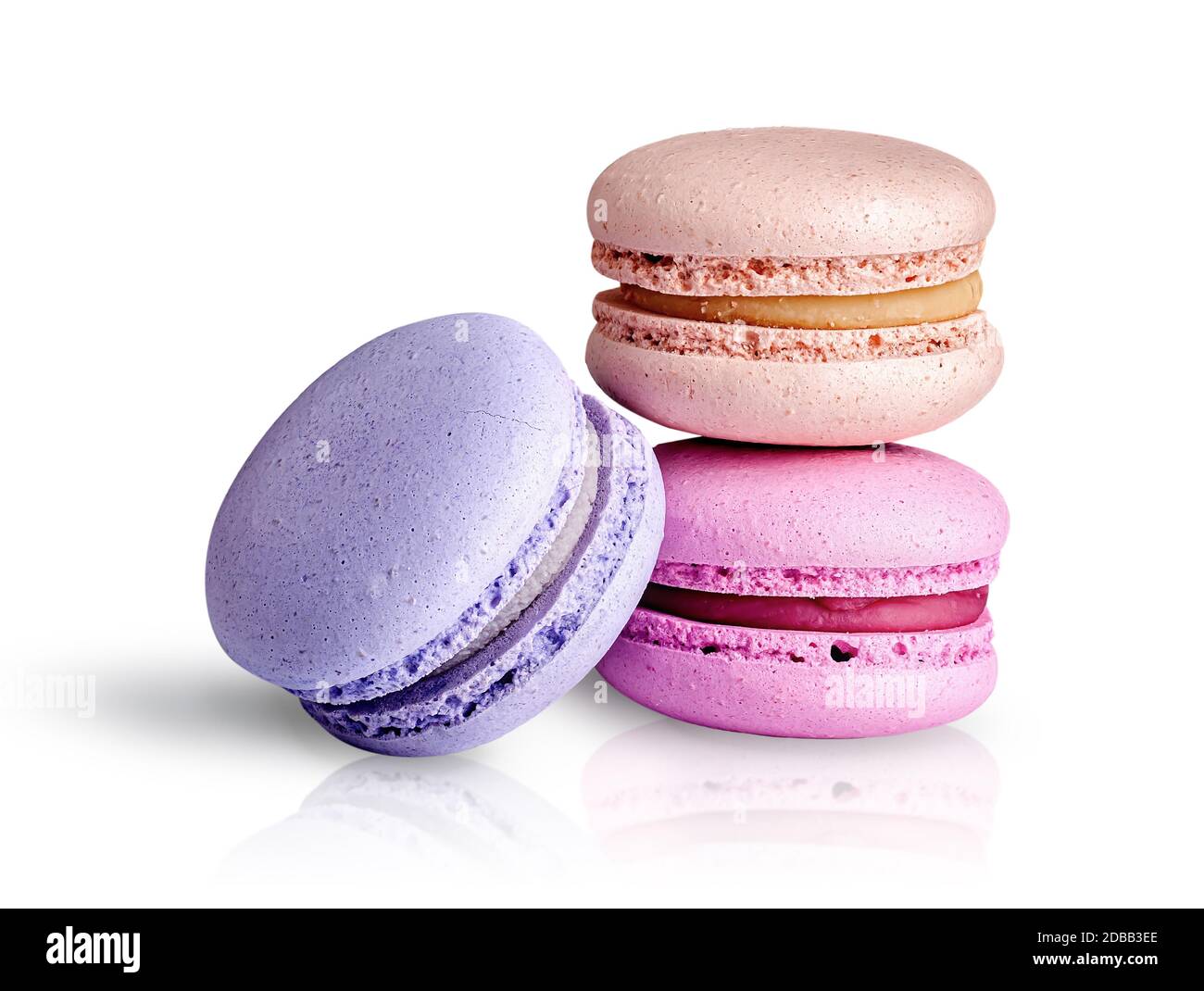 Two macaroon each other and one next on white background Stock Photo ...