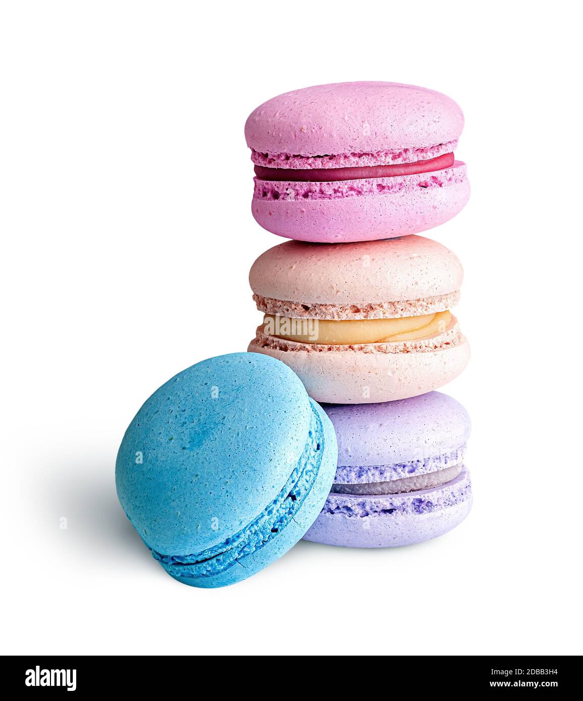 Three macaroon each other and one next on white background Stock Photo ...