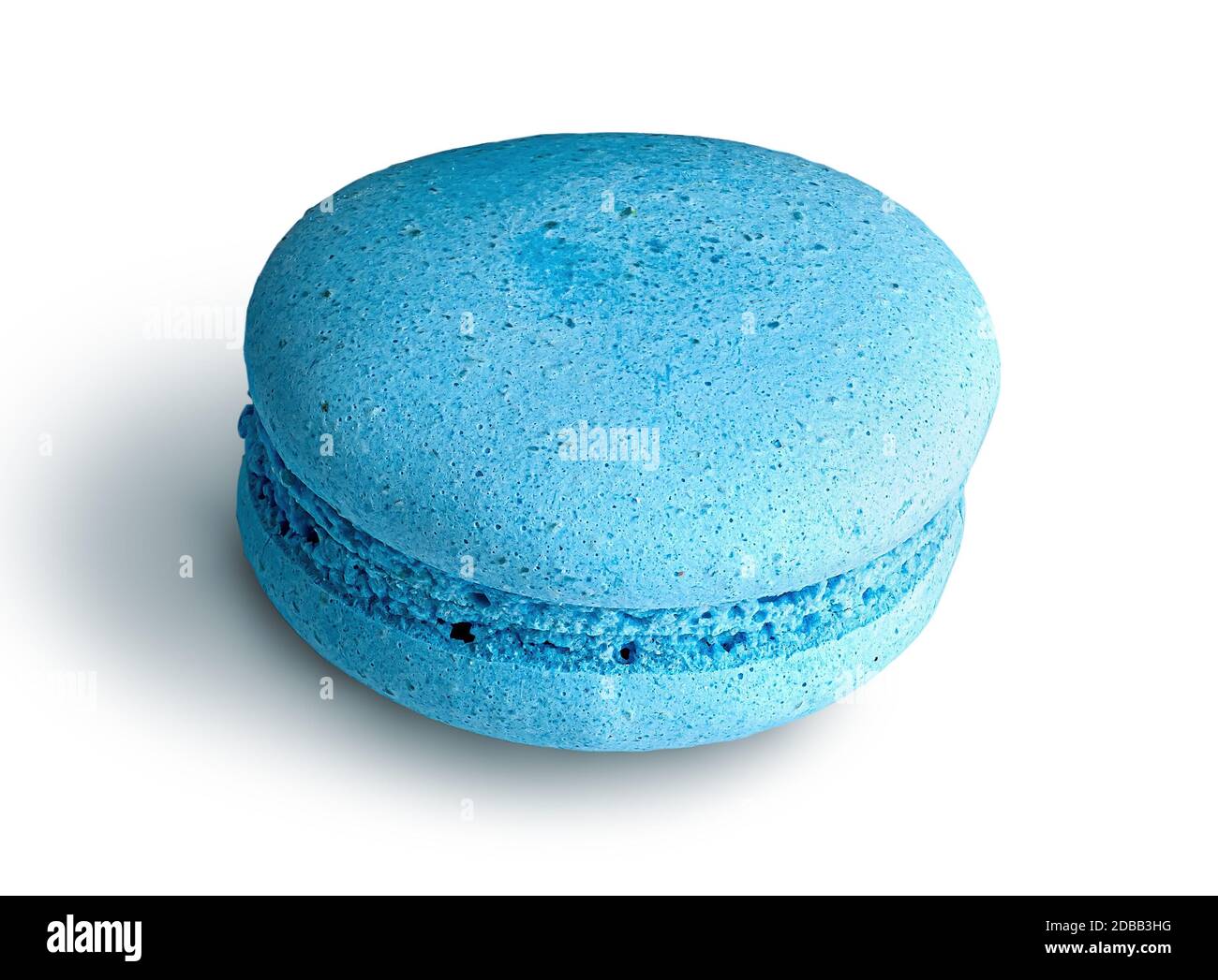 One blue macaroon angled view isolated on a white background Stock ...
