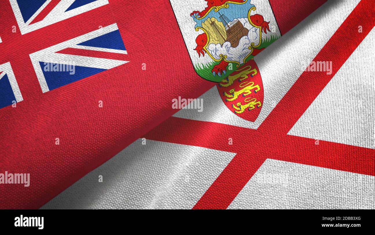 Bermuda and Jersey two flags textile cloth, fabric texture Stock Photo ...