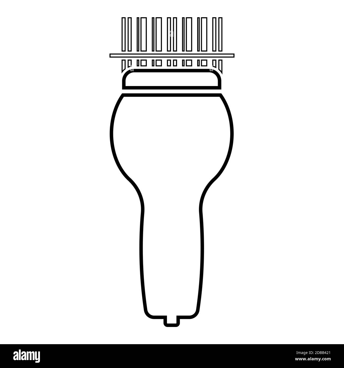 Scanning barcode with hand scanner icon outline black color vector ...