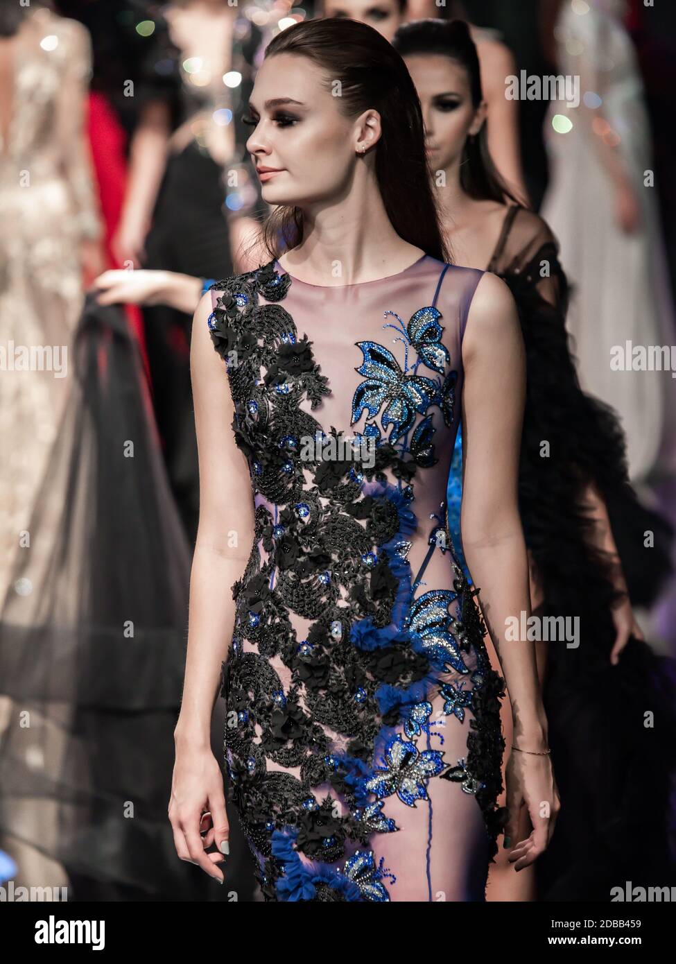 A model walks the runway for Charbel Zoe at Los Angeles Fashion Week S ...