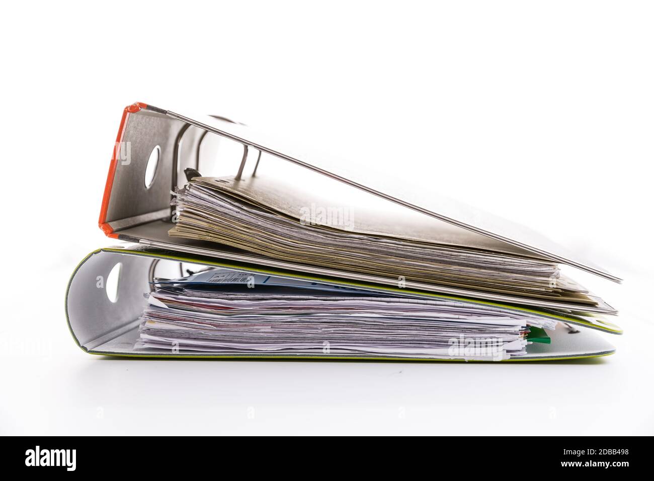 Folders filled with documents on white background. Symbol of business ...