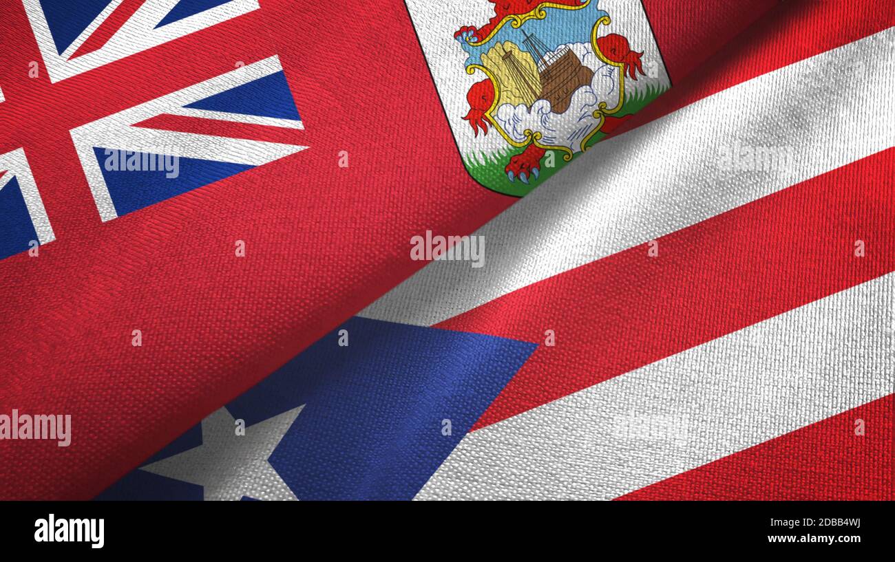 Bermuda and Puerto Rico two flags textile cloth, fabric texture Stock ...