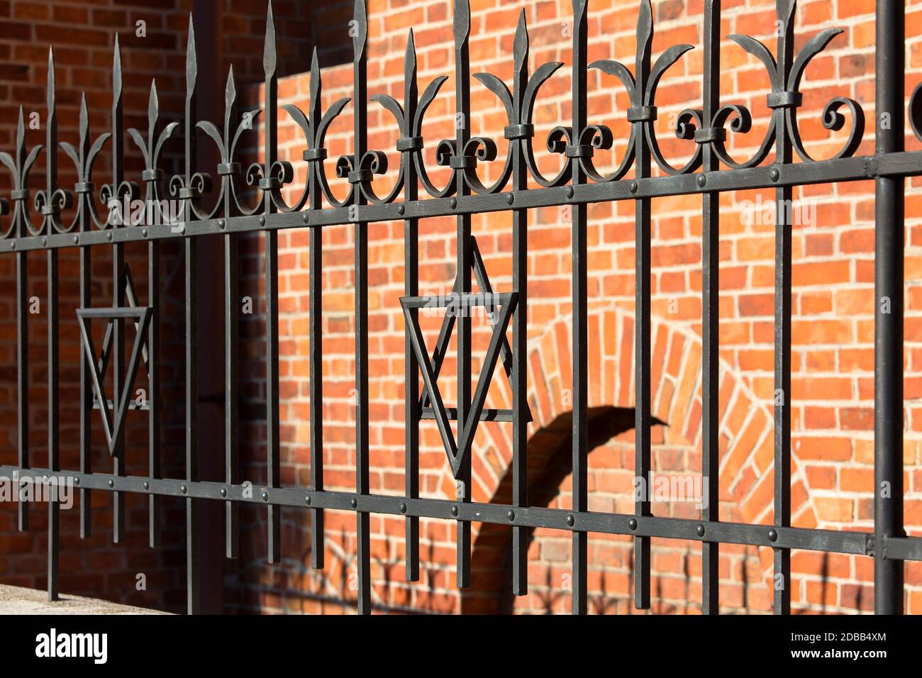 Star of David on metal fence of Old Synagogue in Jewish district ...