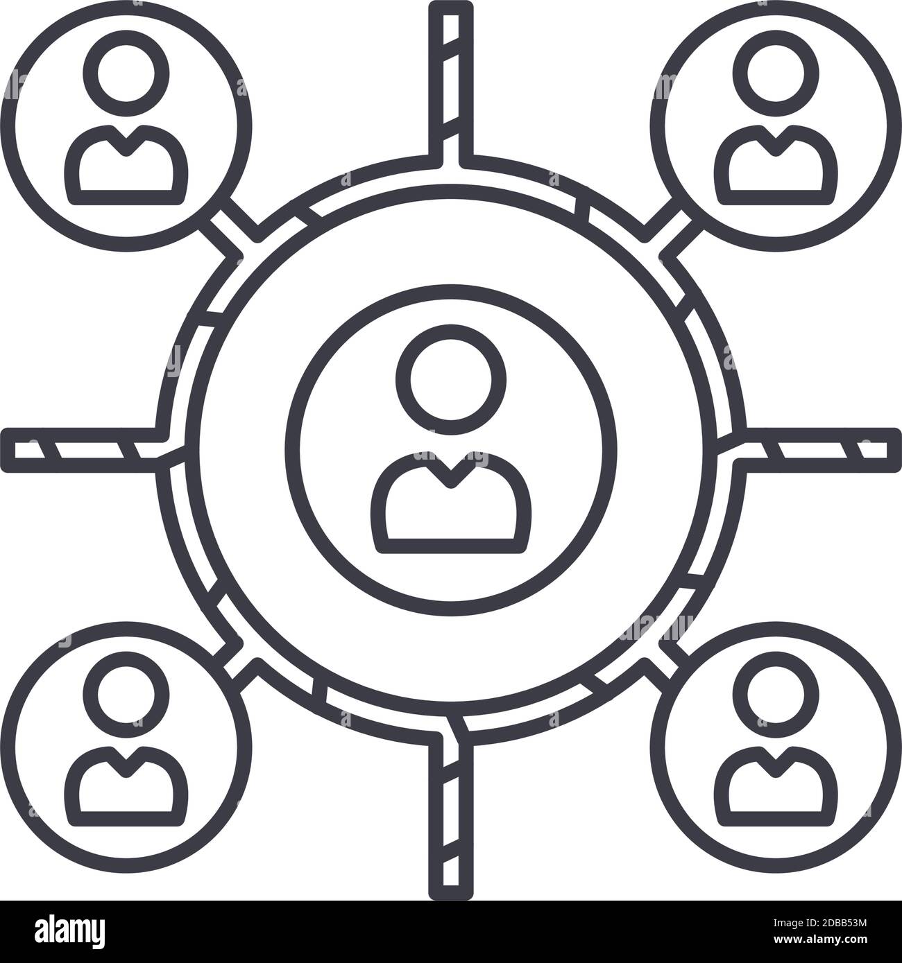 Teamwork collaboration icon, linear isolated illustration, thin line ...