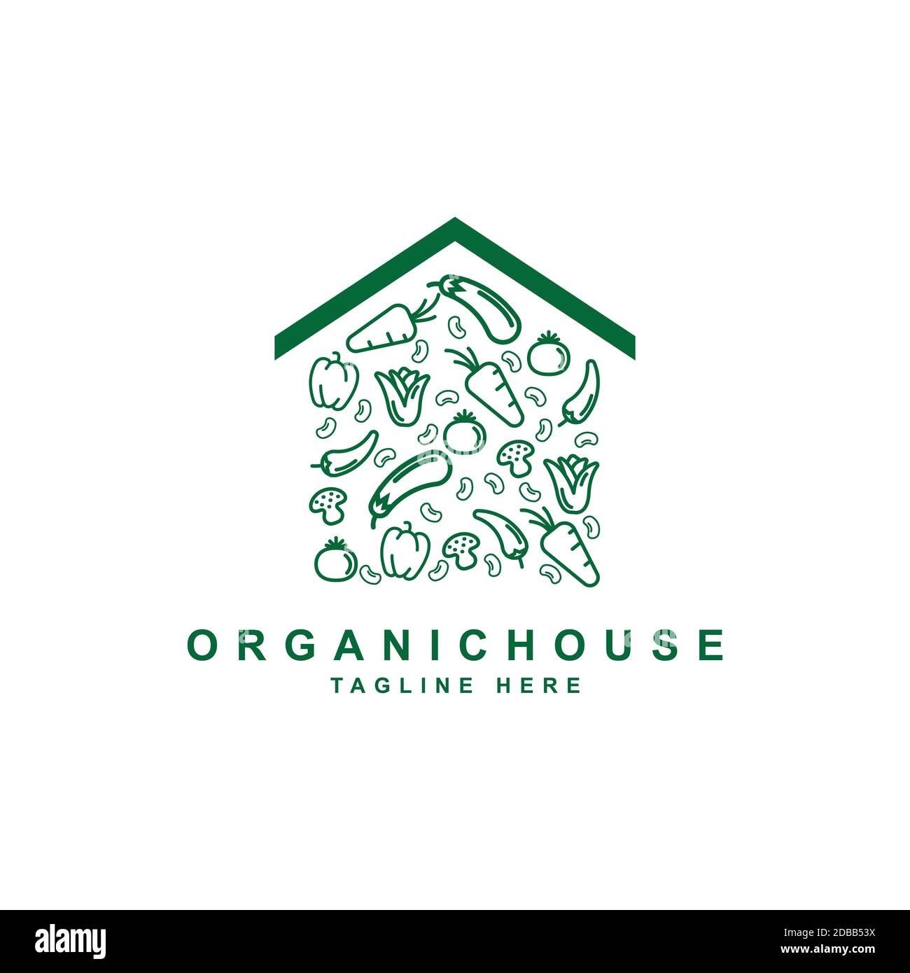 Organic house illustration logo design vector template.Vegetables store ...