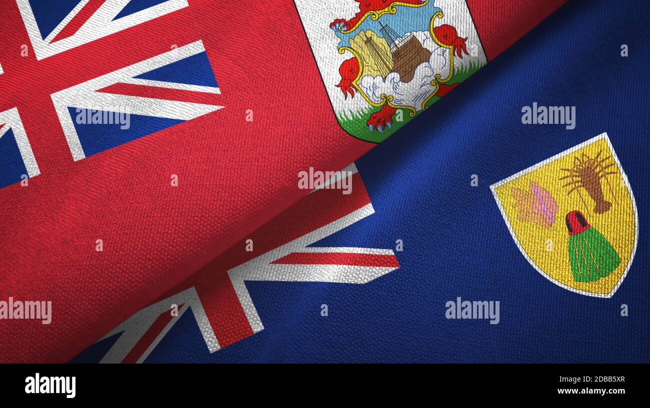 Bermuda and Turks and Caicos Islands two flags textile cloth, fabric ...