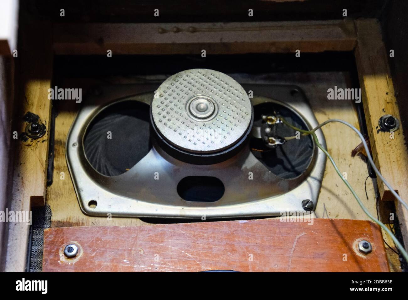 Soviet ferrite speaker 2GD-40, in a wooden casing of an acoustic column ...