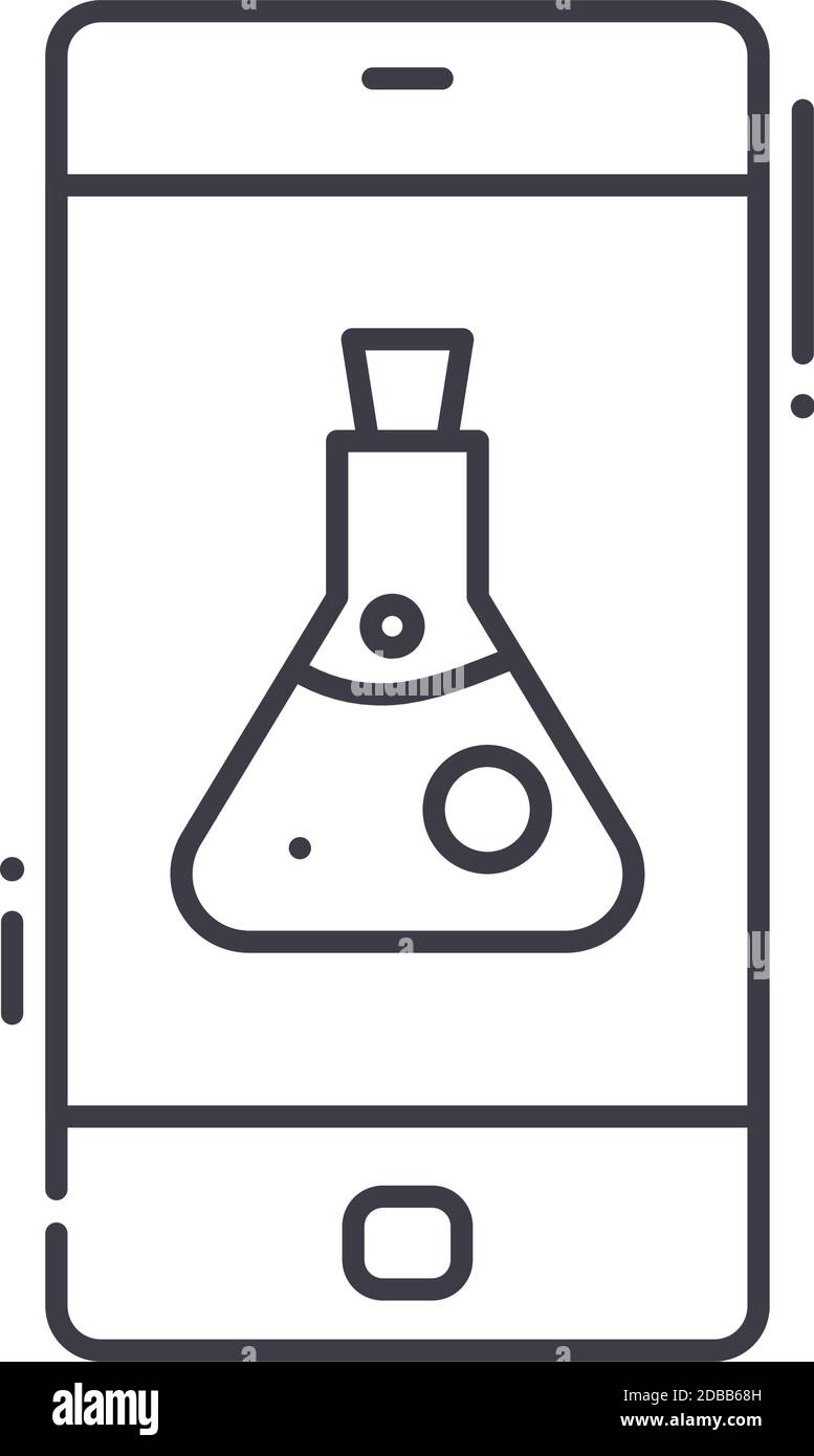 Smartphone research icon, linear isolated illustration, thin line ...