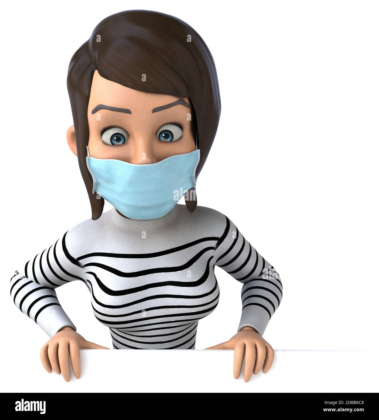 3D Illustration of a cartoon woman with a mask Stock Photo - Alamy