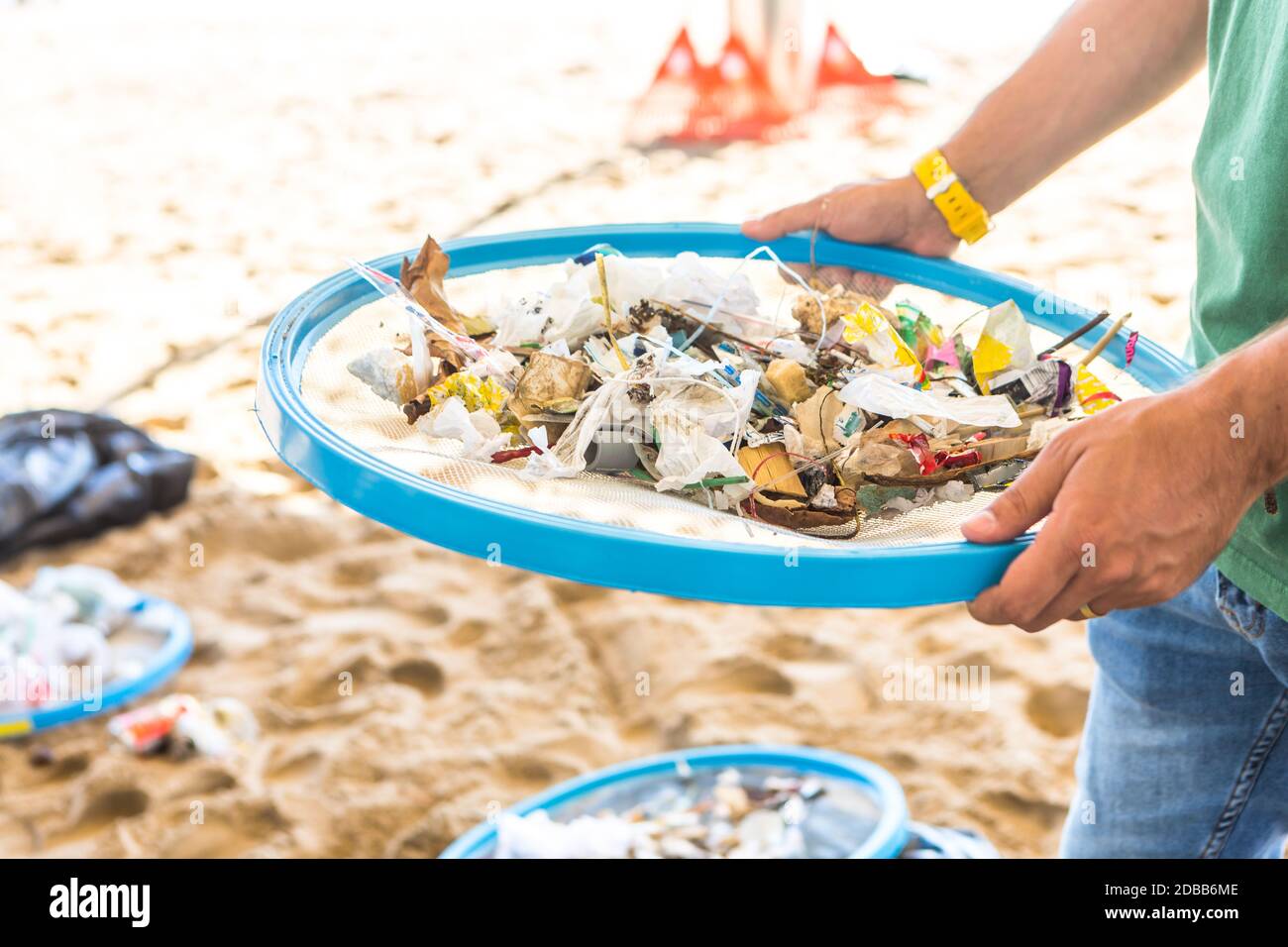 Beach Cleaning. Cleaning dirty beaches by the action of man ...