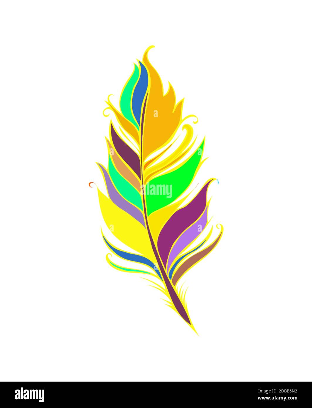 Bright colorful Feather isolated on white background. Vector ...