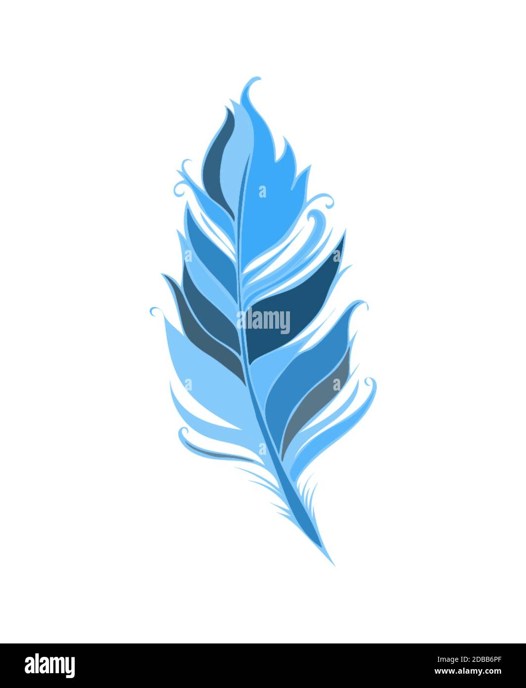 Blue Feather isolated on white background. Vector illustration Stock ...