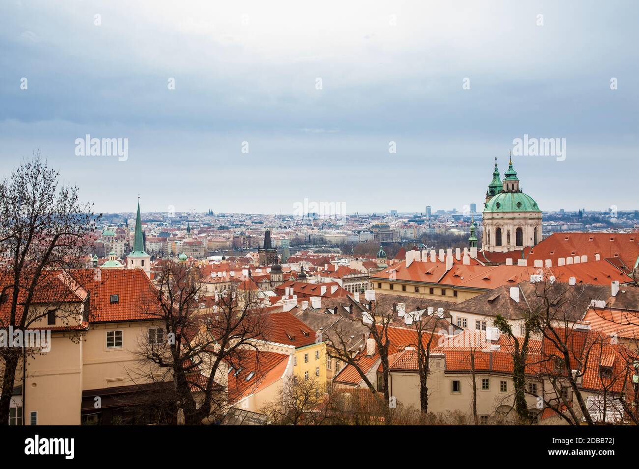 The beautiful Prague city old town seen form the Prague Castle ...