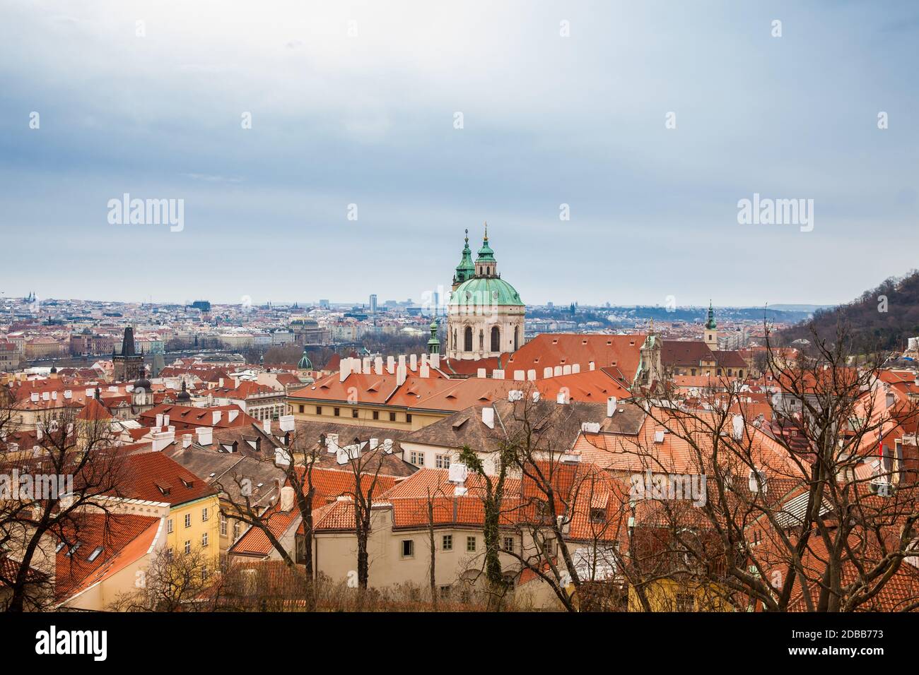 The beautiful Prague city old town seen form the Prague Castle ...
