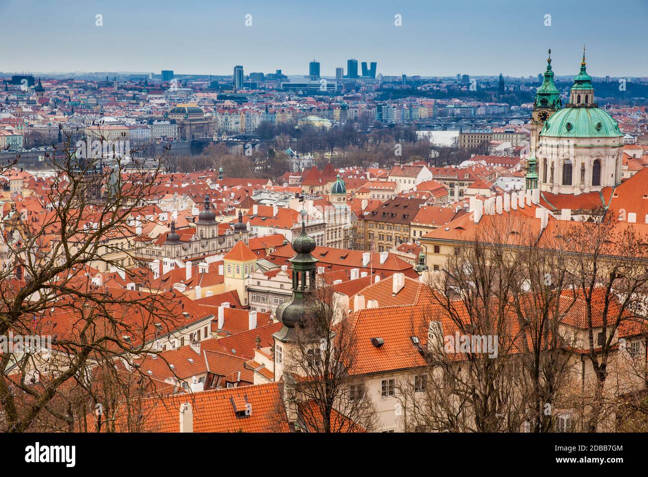 The beautiful Prague city old town seen form the Prague Castle ...