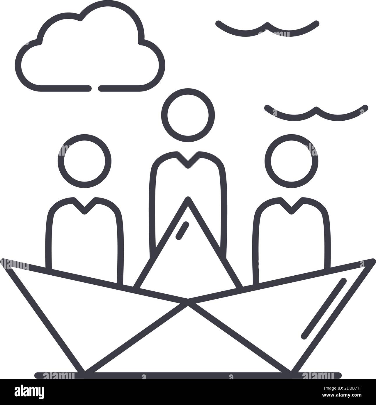 Team relationship image icon, linear isolated illustration, thin line ...