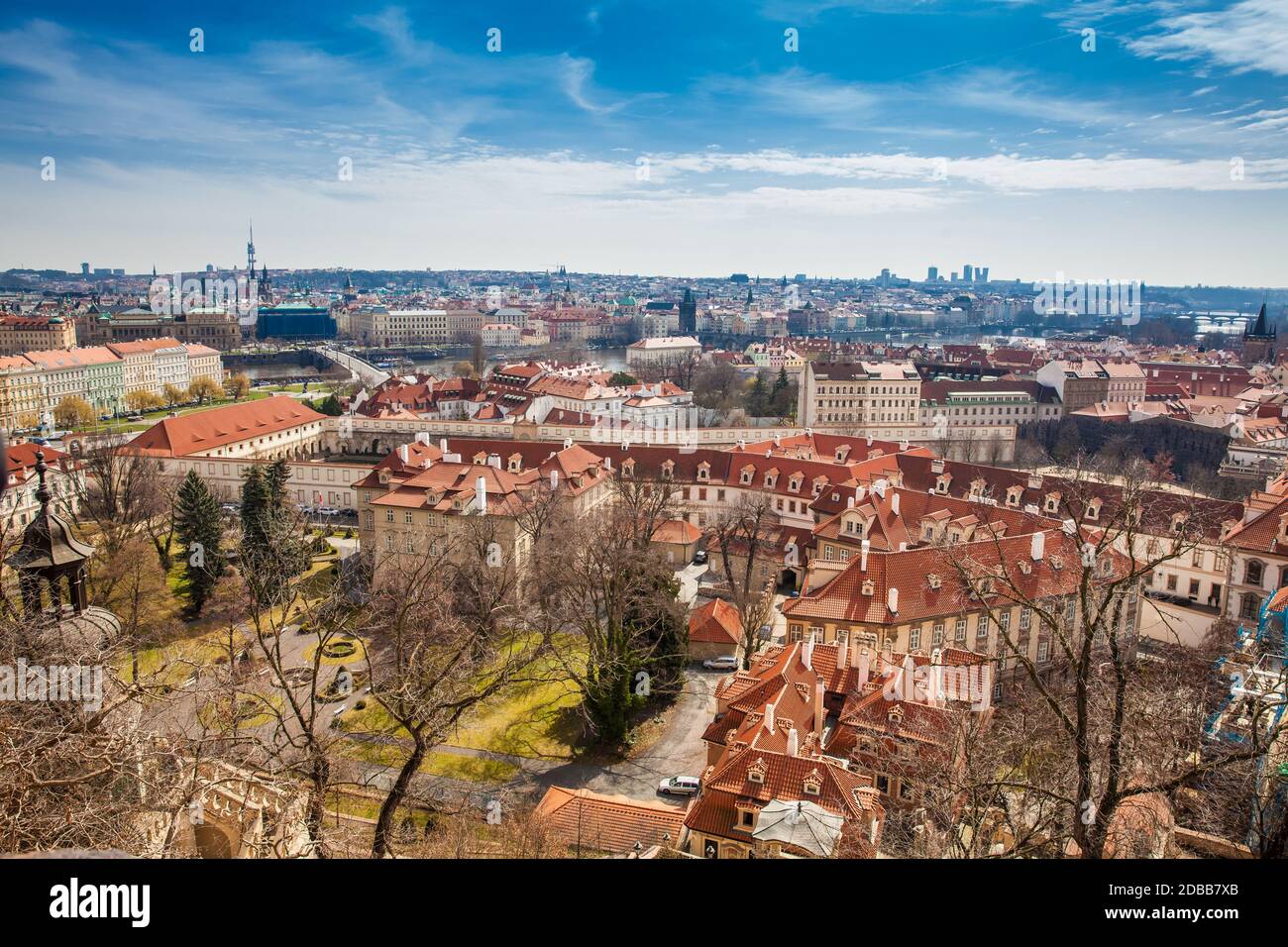 The beautiful Prague city old town seen form the Prague Castle ...