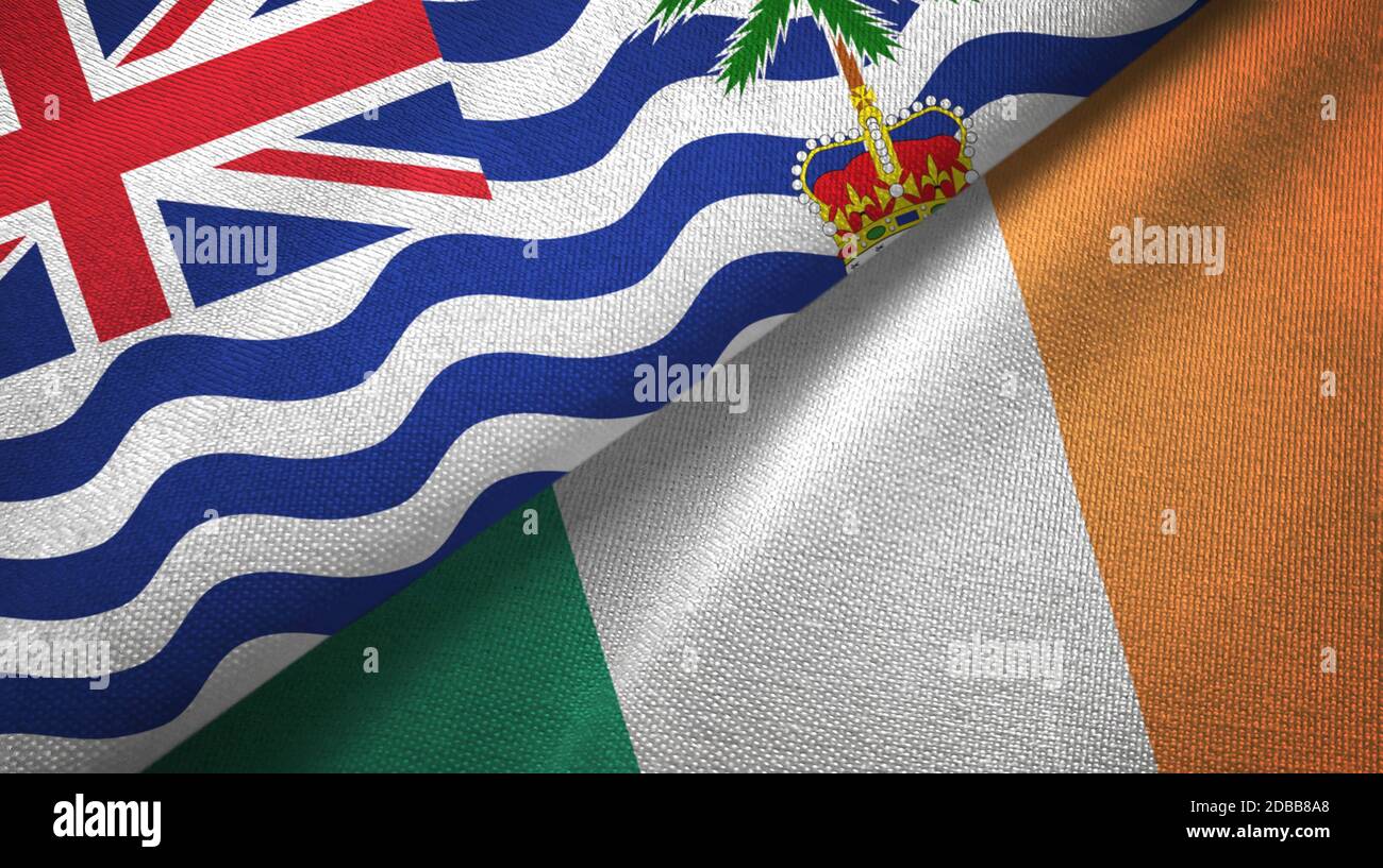 British Indian Territory and Ireland two flags textile cloth Stock ...