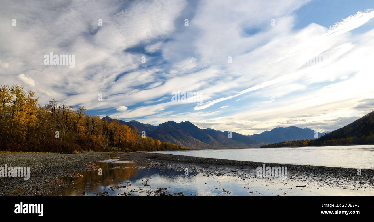 Fall on Alaska's Knik River Stock Photo - Alamy