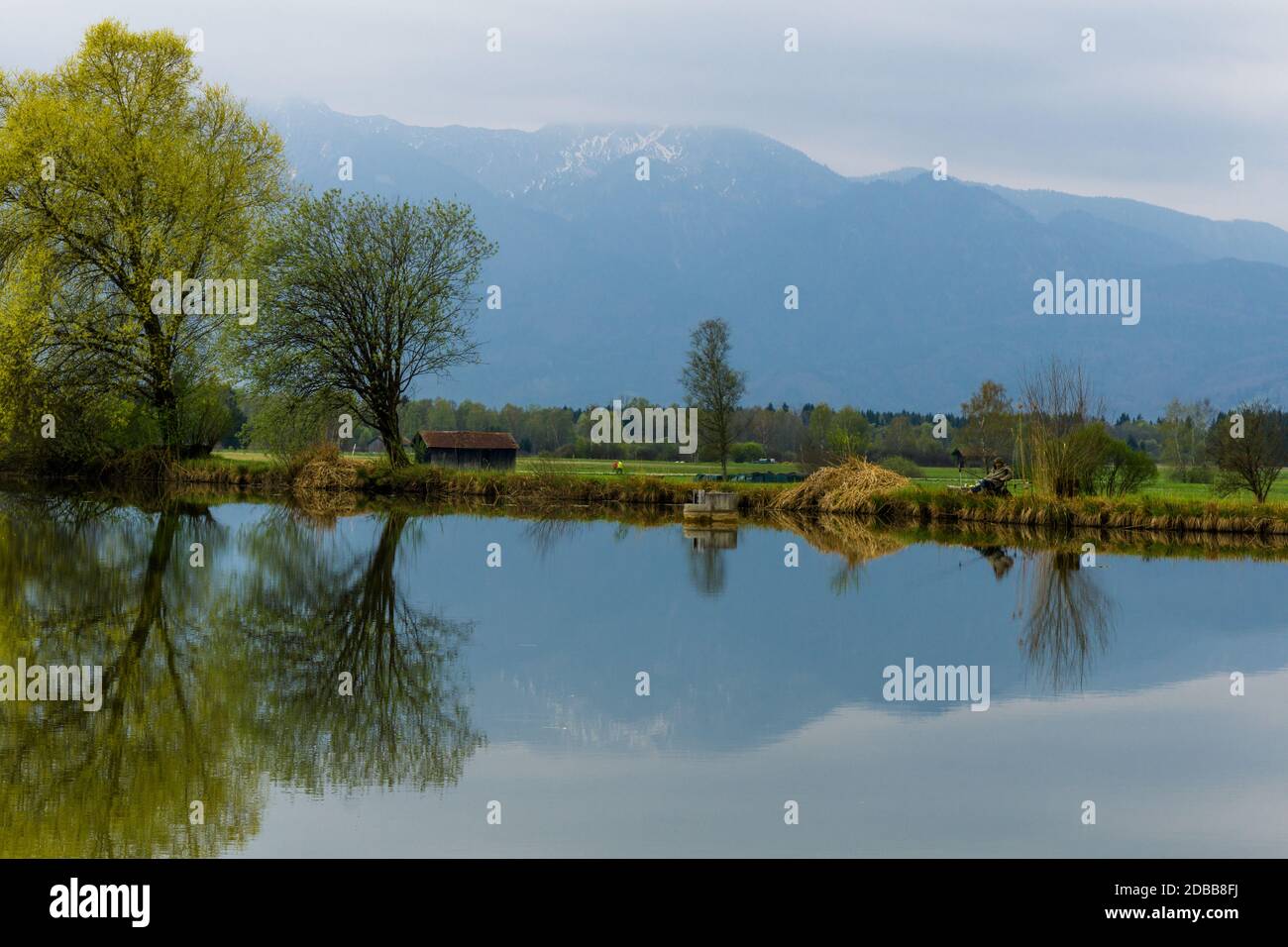 Spring at the lake while fishing Stock Photo - Alamy